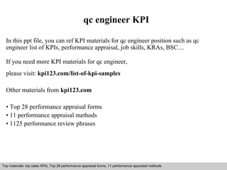 Qc engineer kpi | PPT