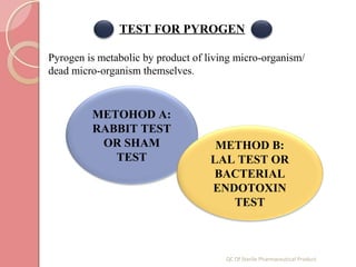 Qc for sterile pharmaceutical product | PPT