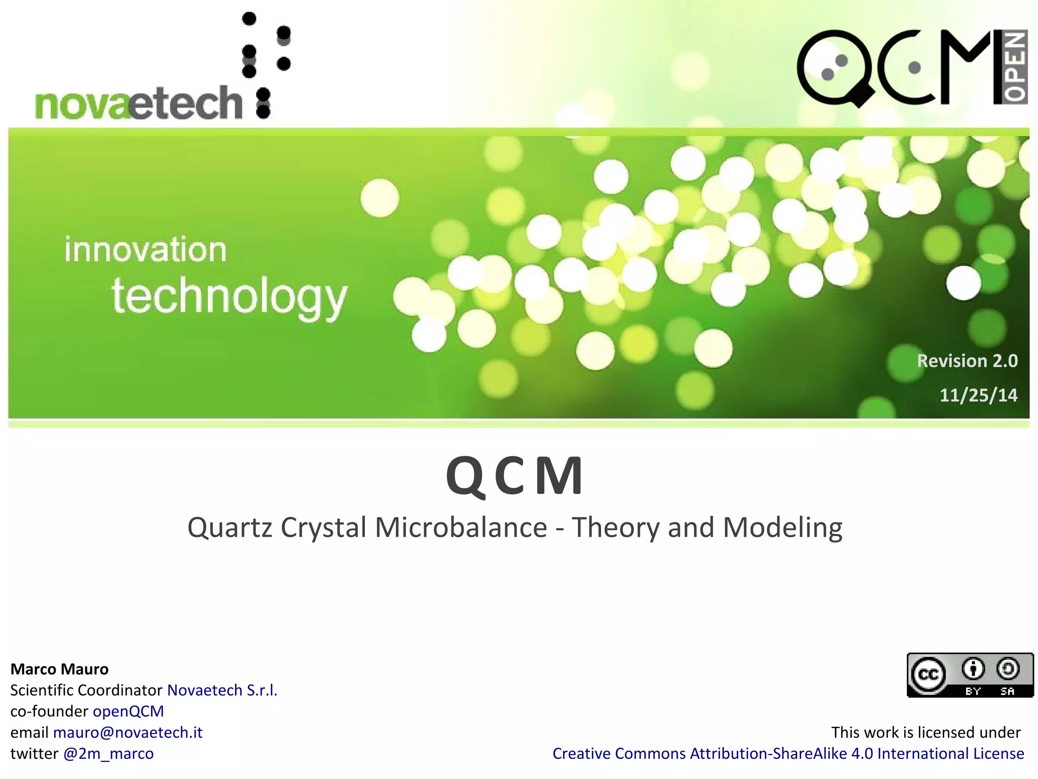 Quartz Crystal Microbalance QCM - Theory and Modeling | ODP