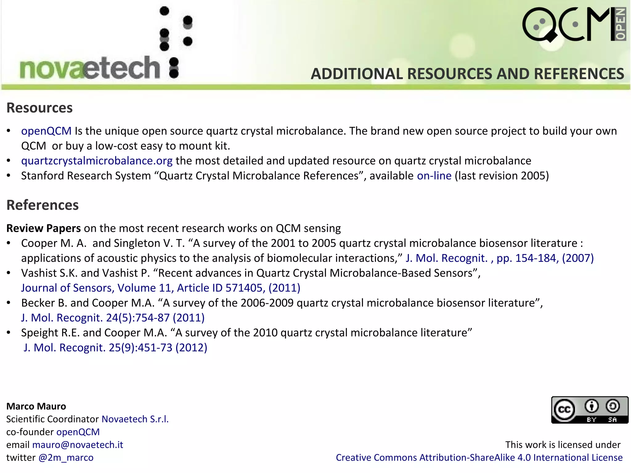 Quartz Crystal Microbalance QCM - Theory and Modeling | ODP
