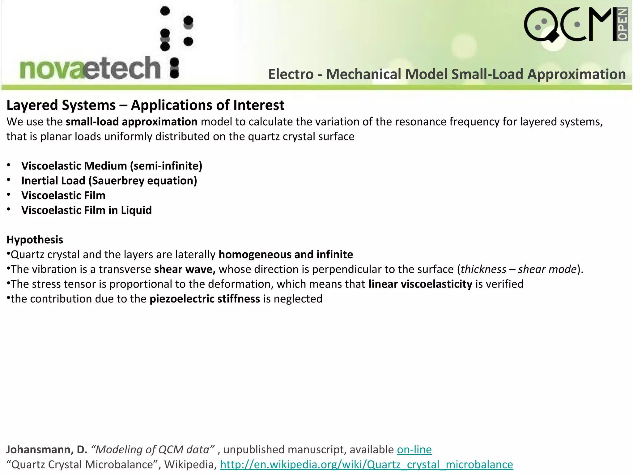 Quartz Crystal Microbalance QCM - Theory and Modeling | ODP