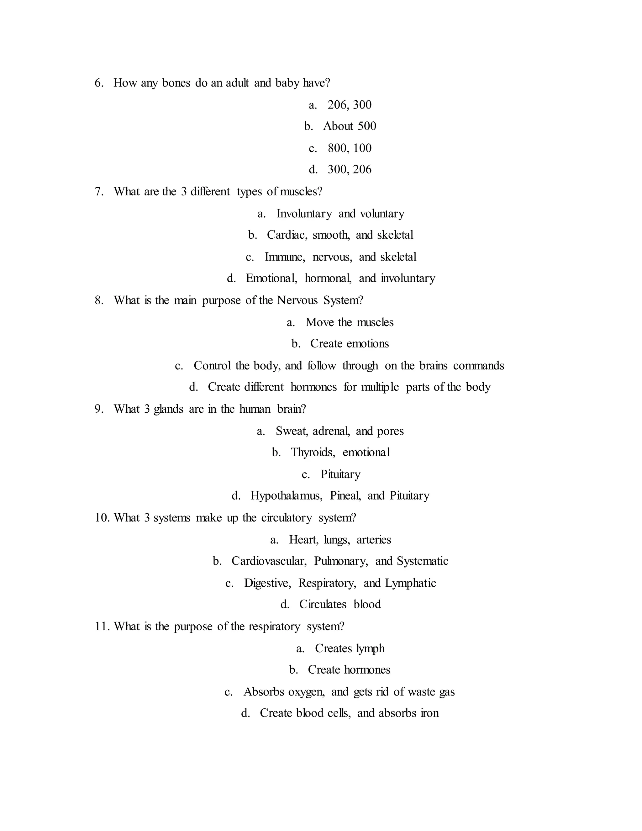 Human Anatomy Pre/Post Assessment | DOCX