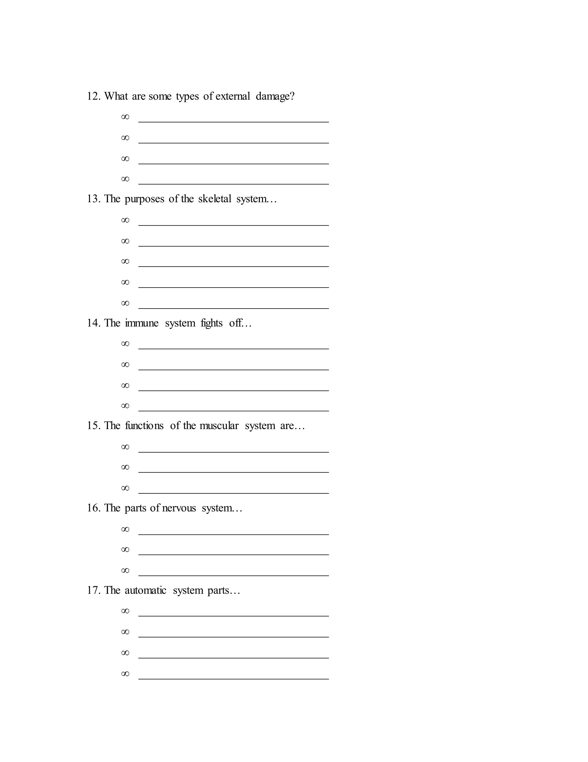 Human Anatomy Pre/Post Assessment | DOCX