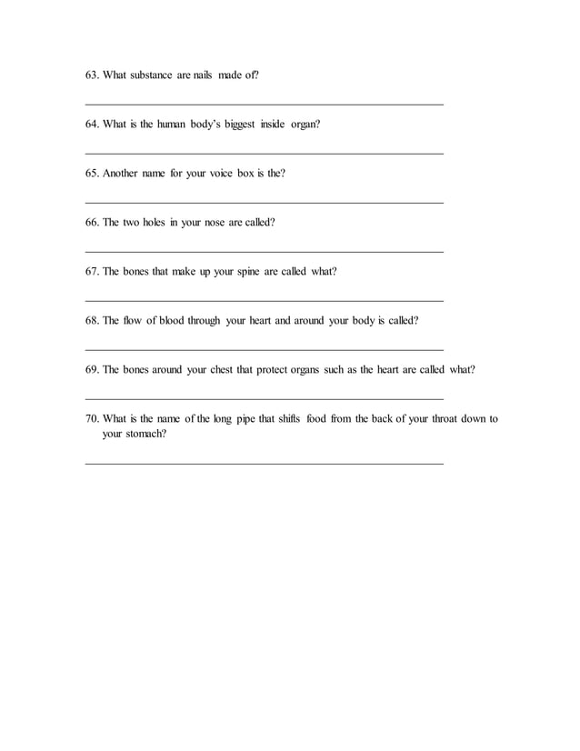 Human Anatomy Pre/Post Assessment | DOCX