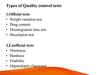 Quality control tests of tablet | PPTX