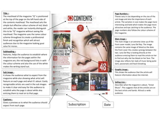Q Magazine Contents Page Analysis | PPT