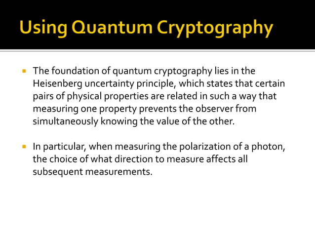 Quantum Cryptography presentation | PPTX | Physics | Science