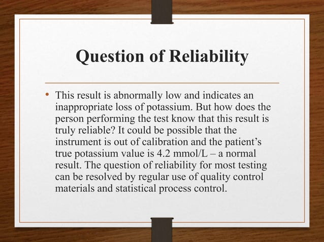 Quality Control in Pathological Laboratory | PPTX | Chemistry | Science