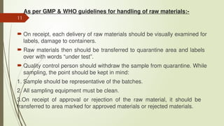QUALITY CONTROL AND QUALITY ASSURANCE: ANALYSIS OF RAW MATERIALS | PPTX
