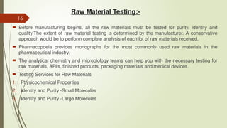 QUALITY CONTROL AND QUALITY ASSURANCE: ANALYSIS OF RAW MATERIALS | PPTX
