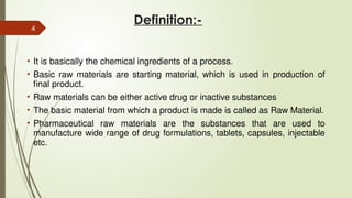 QUALITY CONTROL AND QUALITY ASSURANCE: ANALYSIS OF RAW MATERIALS | PPT