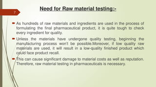 QUALITY CONTROL AND QUALITY ASSURANCE: ANALYSIS OF RAW MATERIALS | PPTX