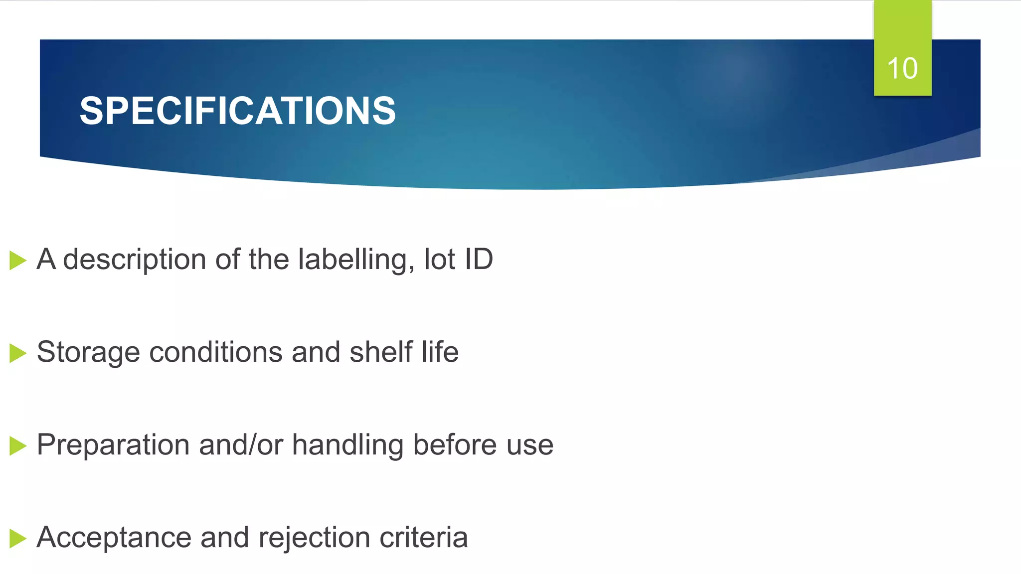 Purchase specifications & Maintenance of stores For Raw materials | PPTX