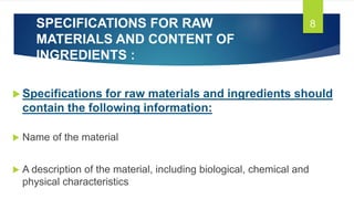 Purchase specifications & Maintenance of stores For Raw materials | PPTX