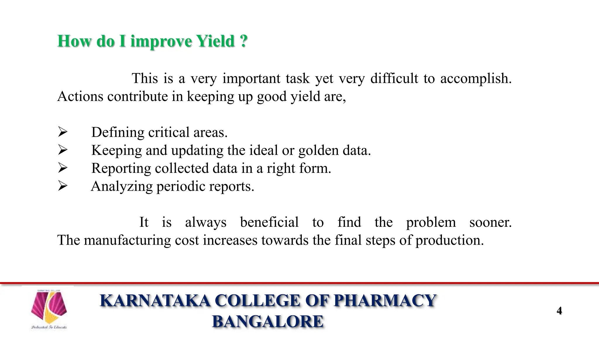 QC & QA CALCULATION OF YIELD | PPTX