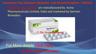 Hyocimax Plus (Generic Hyoscine and Acetaminophen Tablets) | PDF ...