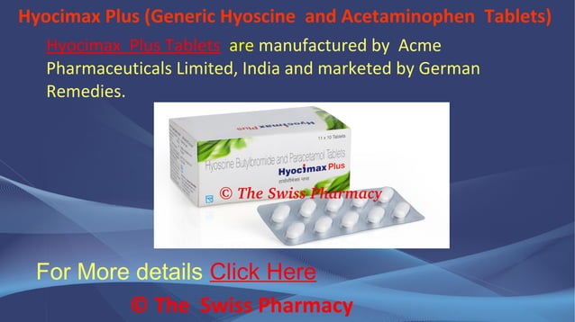 Hyocimax Plus (Generic Hyoscine and Acetaminophen Tablets) | PDF ...