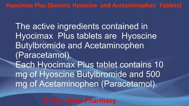 Hyocimax Plus (Generic Hyoscine and Acetaminophen Tablets) | PDF ...