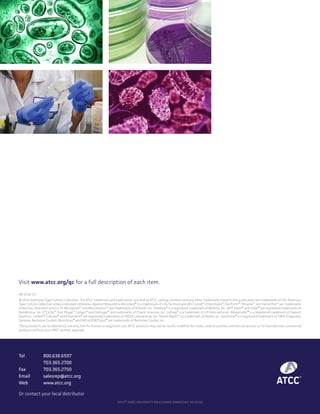 ATCC y otros reguladores internacionales de bioderivados. Qc strains ...