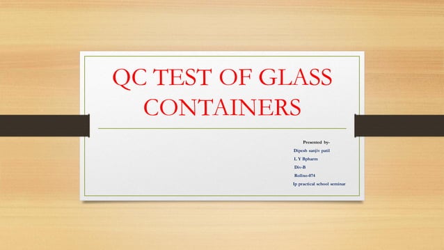 Quality control test of glass containers | PDF | Chemistry | Science