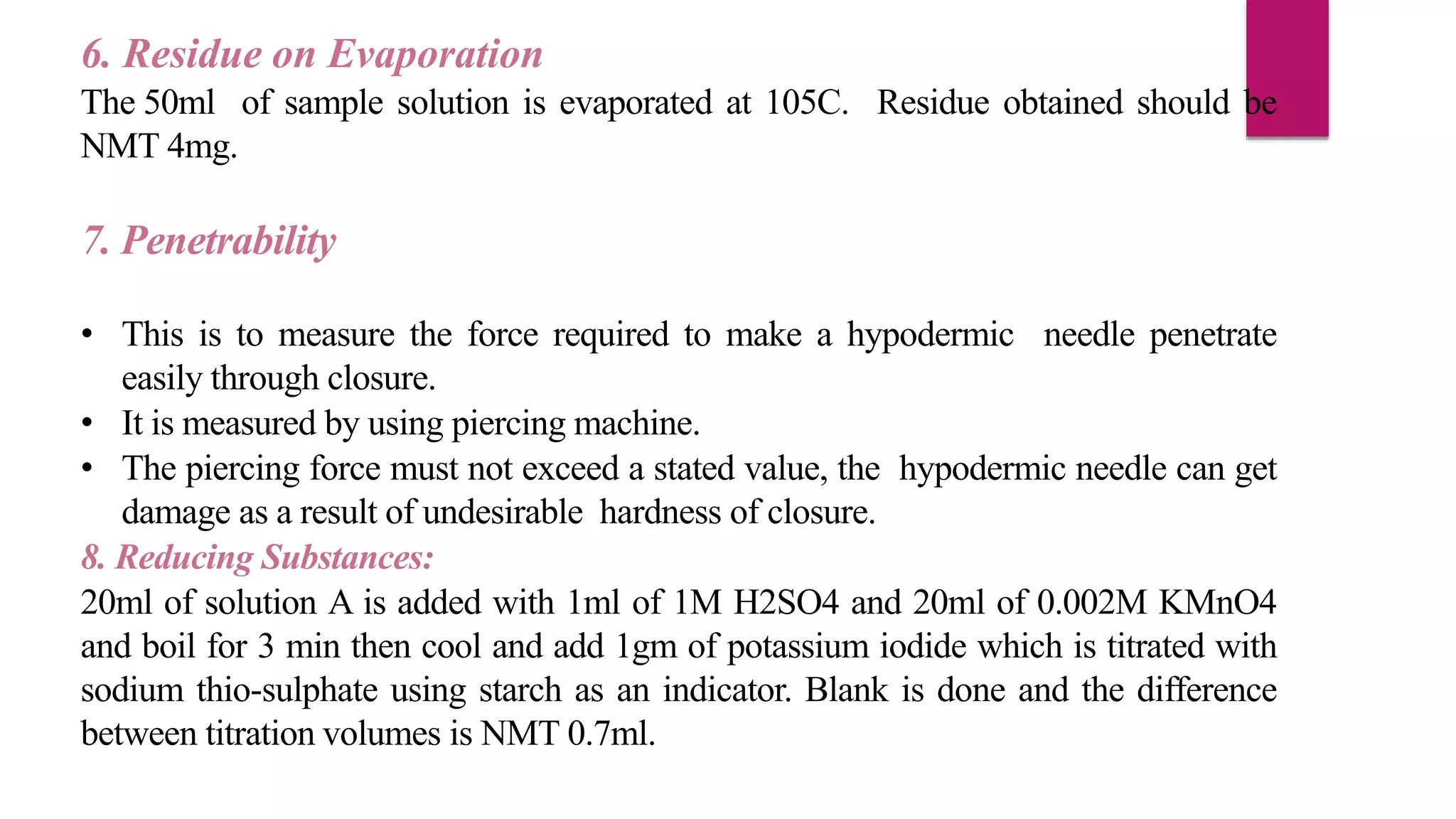 Qc test for plastics,metallic tins,closures, collapsible tubes ...