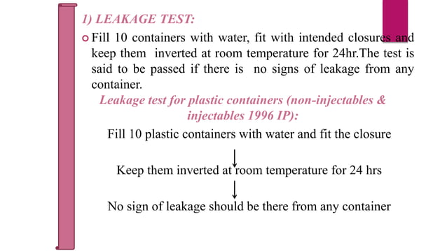 Qc test for plastics,metallic tins,closures, collapsible tubes ...