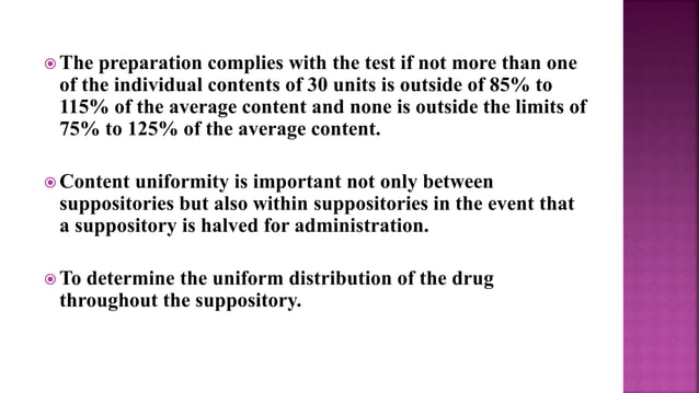 qc test for suppositories.pptx | Chemistry | Science