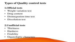 Qc test for tablet | PPTX