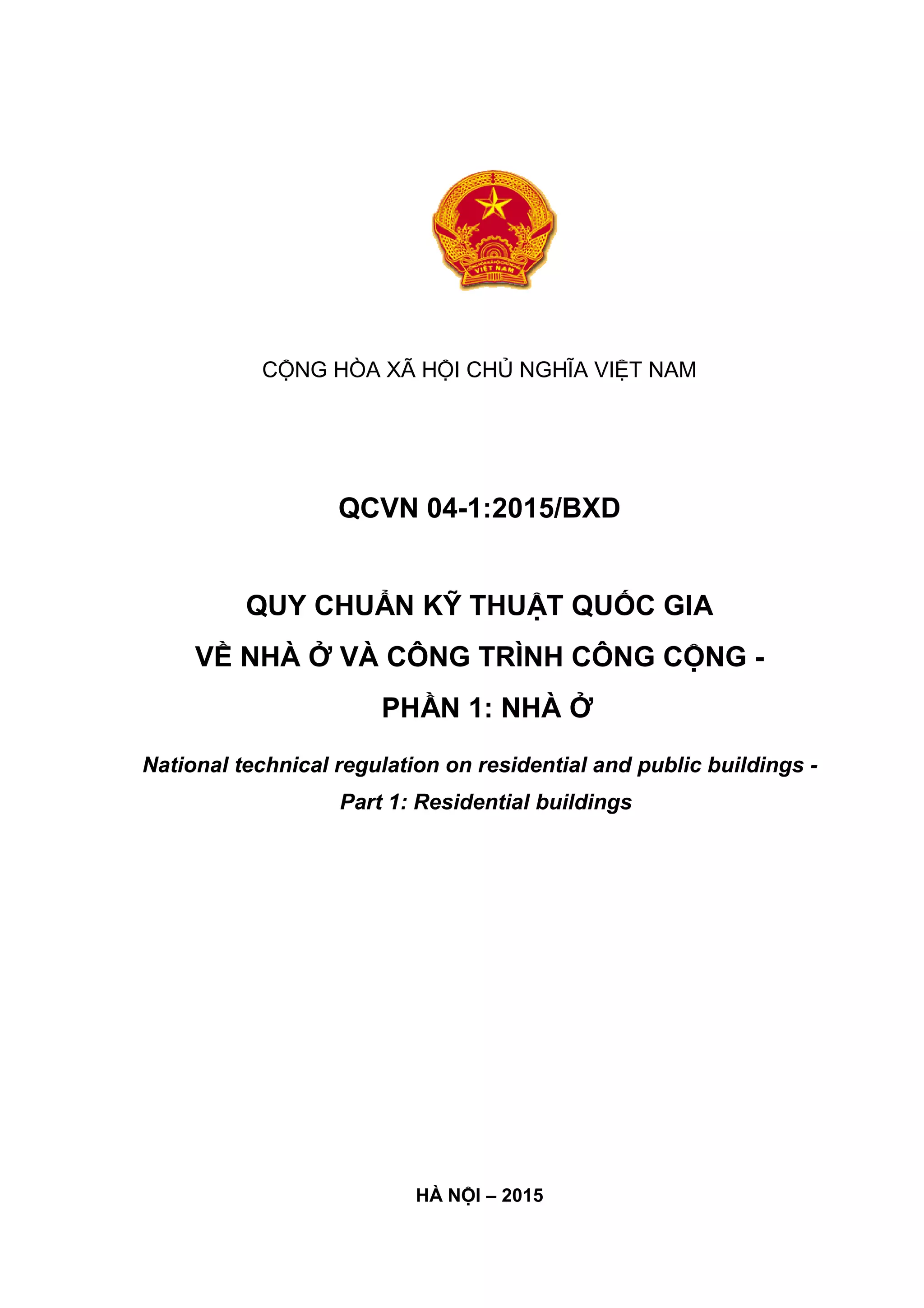 Qcvn 04 1-2015-bxd qui chuan quoc gia ve nha o va ctcc - nha chung cu | PDF