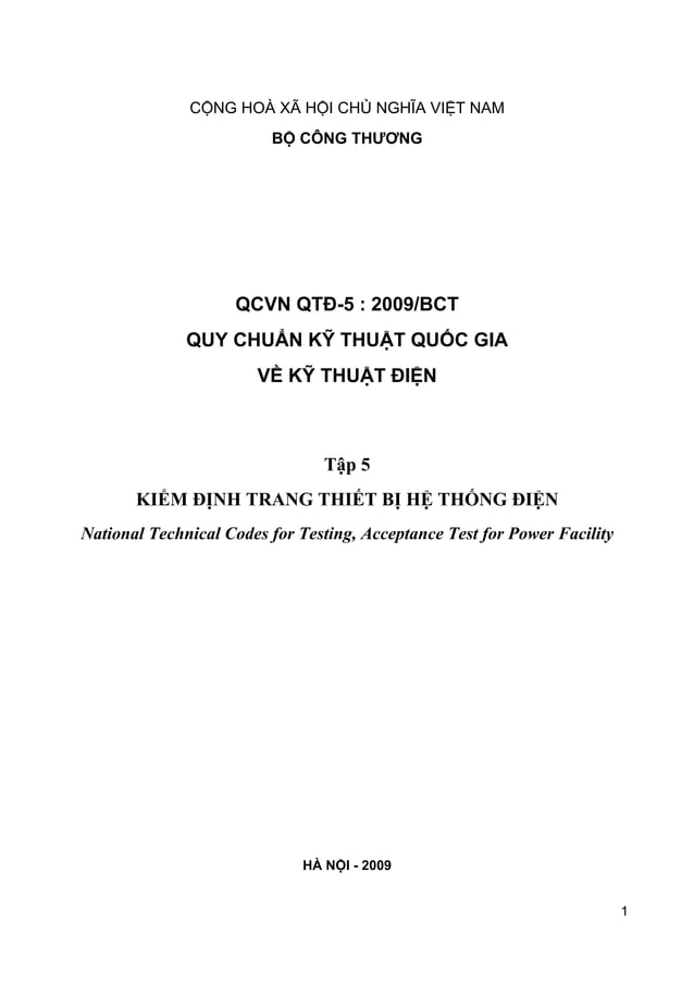 Qcvn qtd 05 2008 bct ky thuat dien | PDF