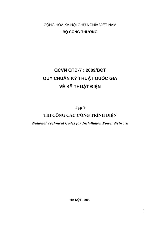 Qcvn qtd 07 2008 bct thi cong cac cong trinh dien | PDF