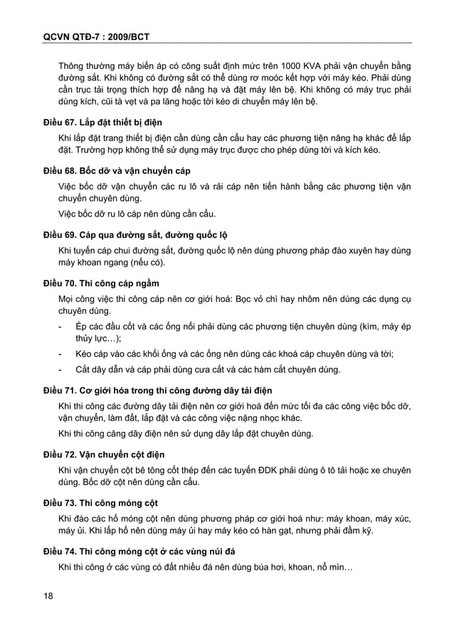 Qcvn qtd 07 2008 bct thi cong cac cong trinh dien | PDF