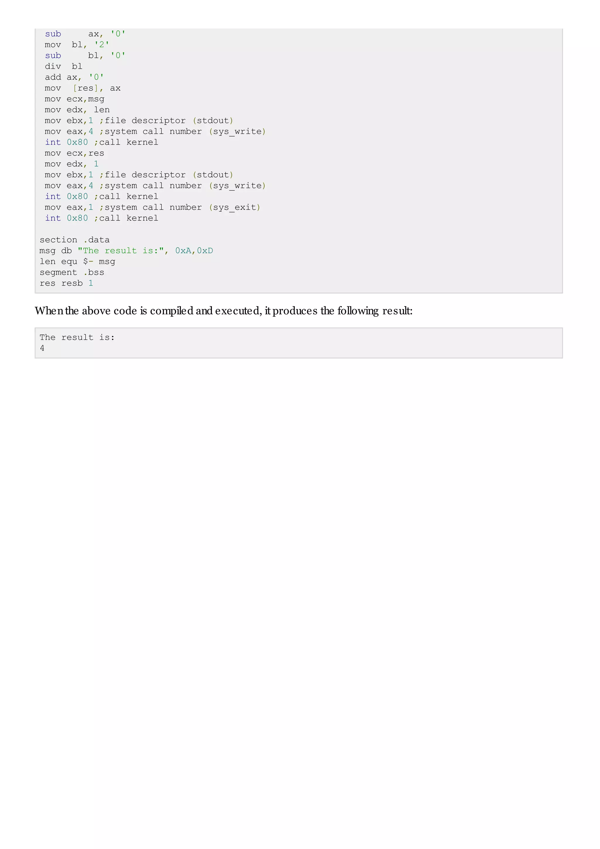 N_Asm Assembly arithmetic instructions (sol) | PDF | Programming Languages | Computing