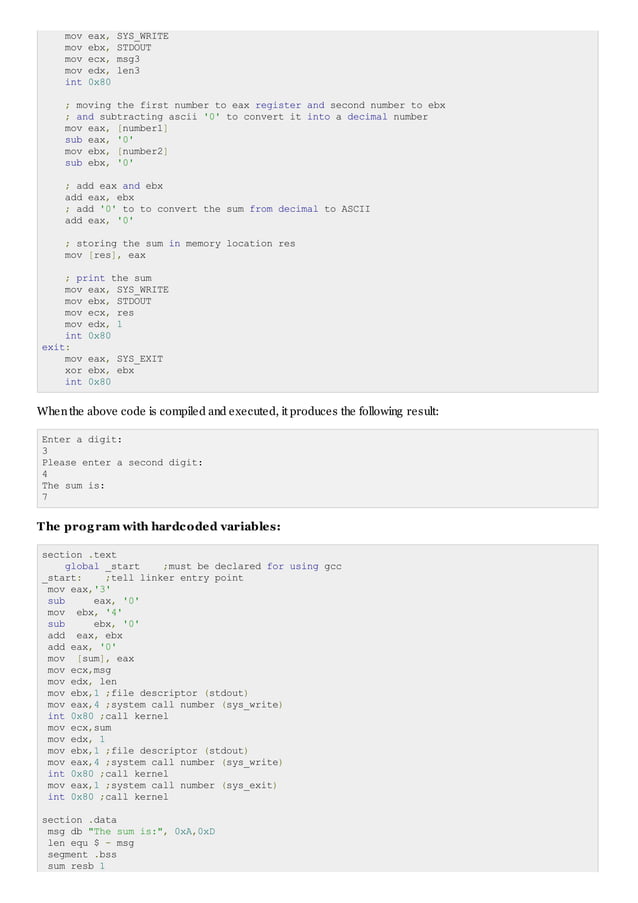 N_Asm Assembly arithmetic instructions (sol) | PDF | Programming Languages | Computing