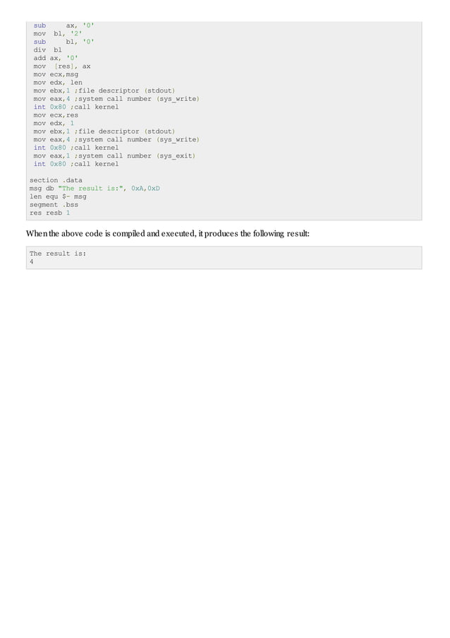 N_Asm Assembly arithmetic instructions (sol) | PDF | Programming Languages | Computing