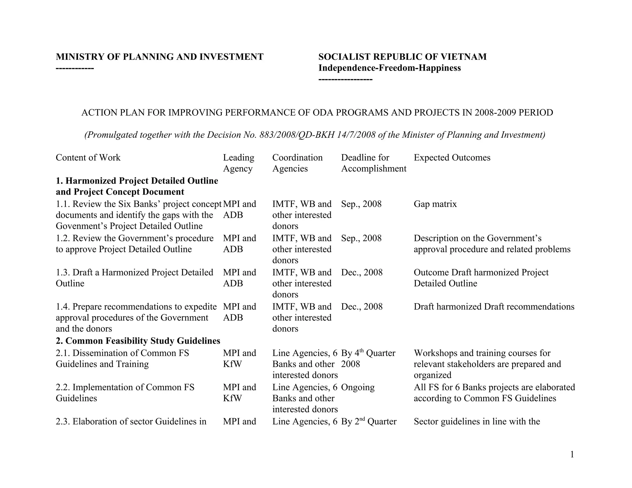 Action Plan for improving perfomance of ODA programs | PPT