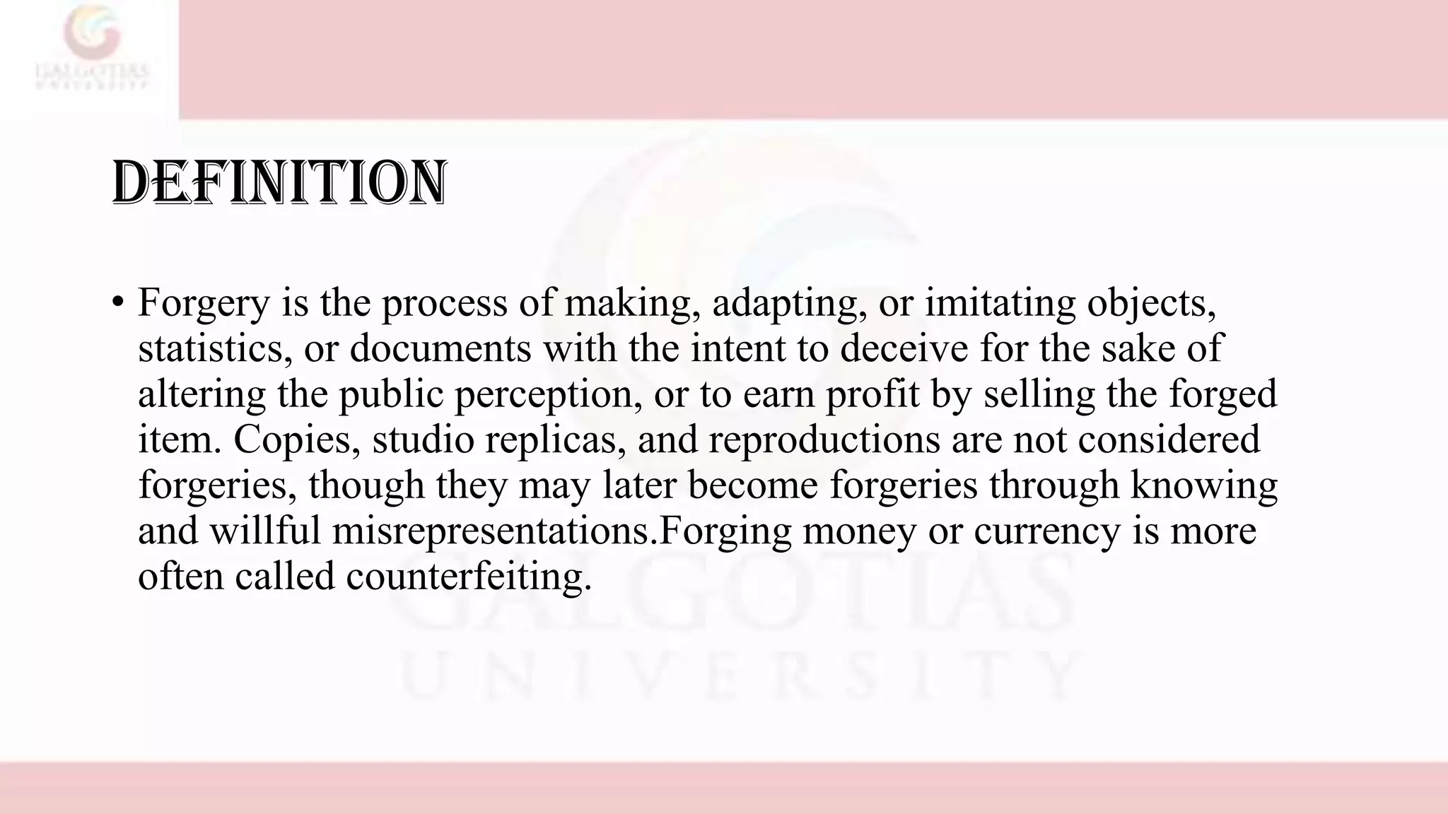 FORGERY (QUESTIONED DOCUMENT) WITH CASE STUDY | PPTX