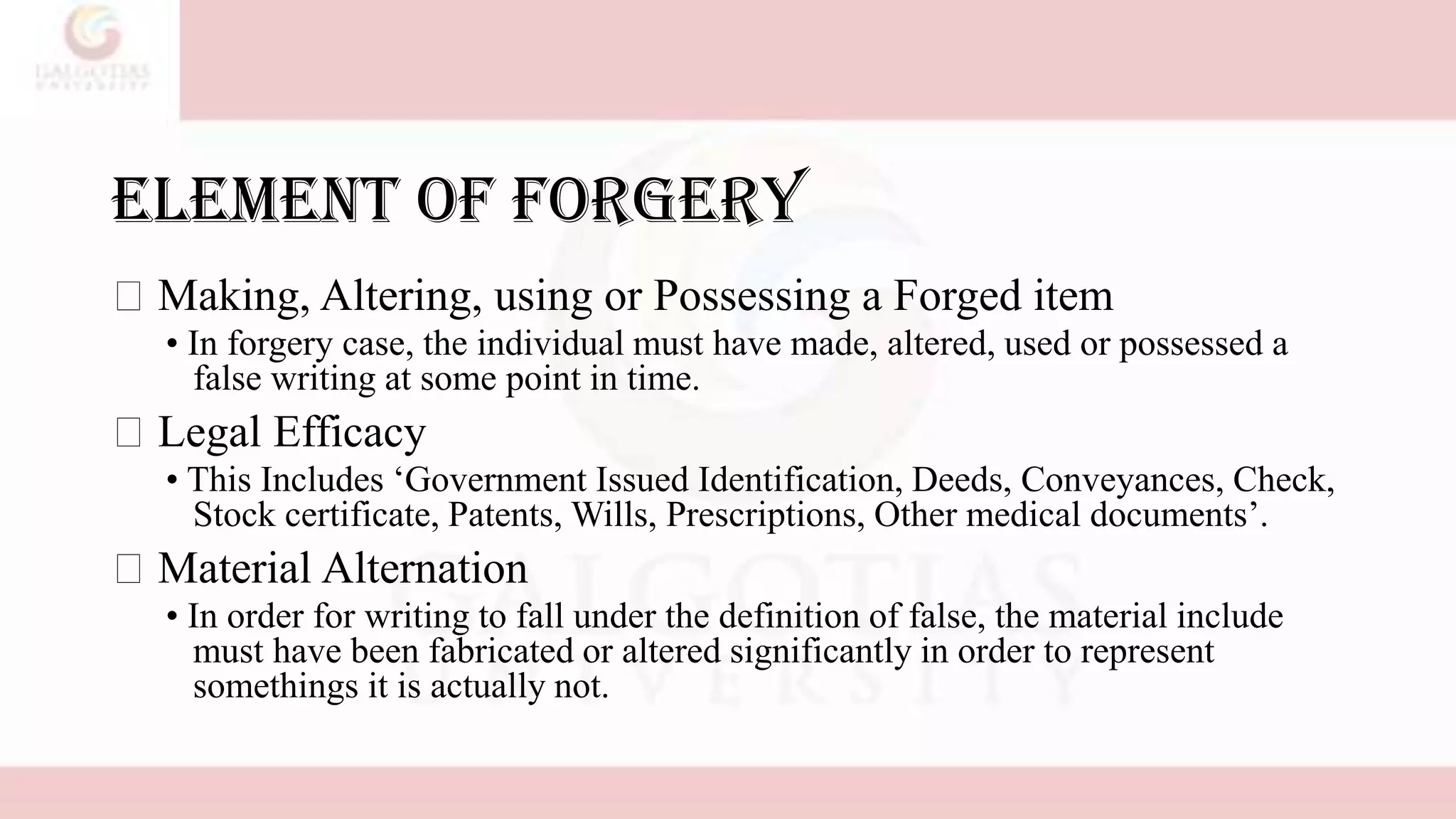 FORGERY (QUESTIONED DOCUMENT) WITH CASE STUDY | PPTX