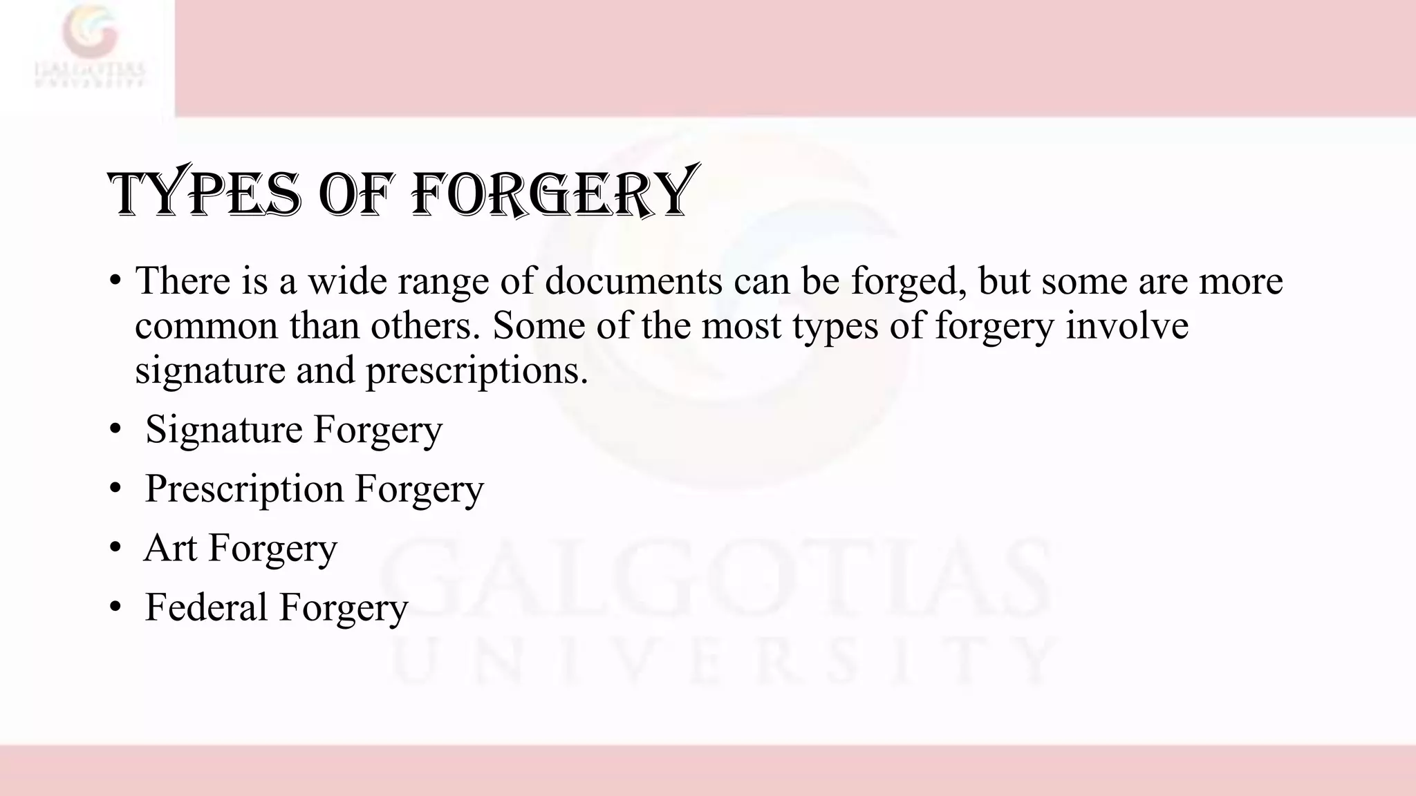 FORGERY (QUESTIONED DOCUMENT) WITH CASE STUDY | PPTX
