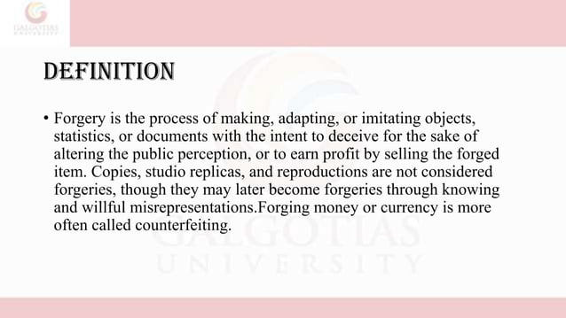 FORGERY (QUESTIONED DOCUMENT) WITH CASE STUDY | PPTX