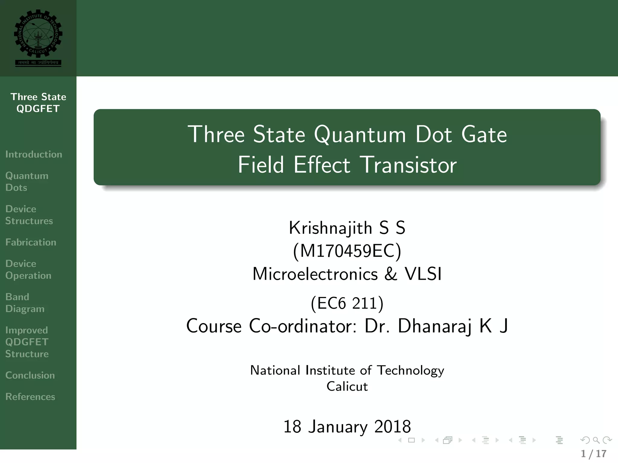 Quantum Dot Gate Field Effect Transistor - QDGFET | PDF