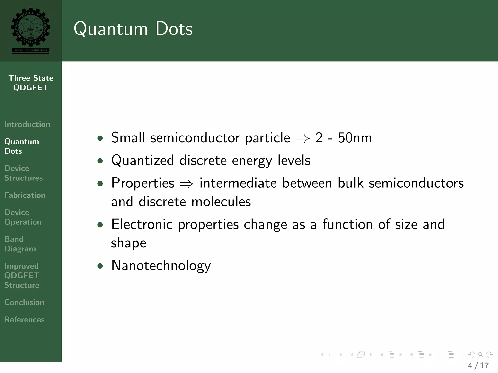 Quantum Dot Gate Field Effect Transistor - QDGFET | PDF