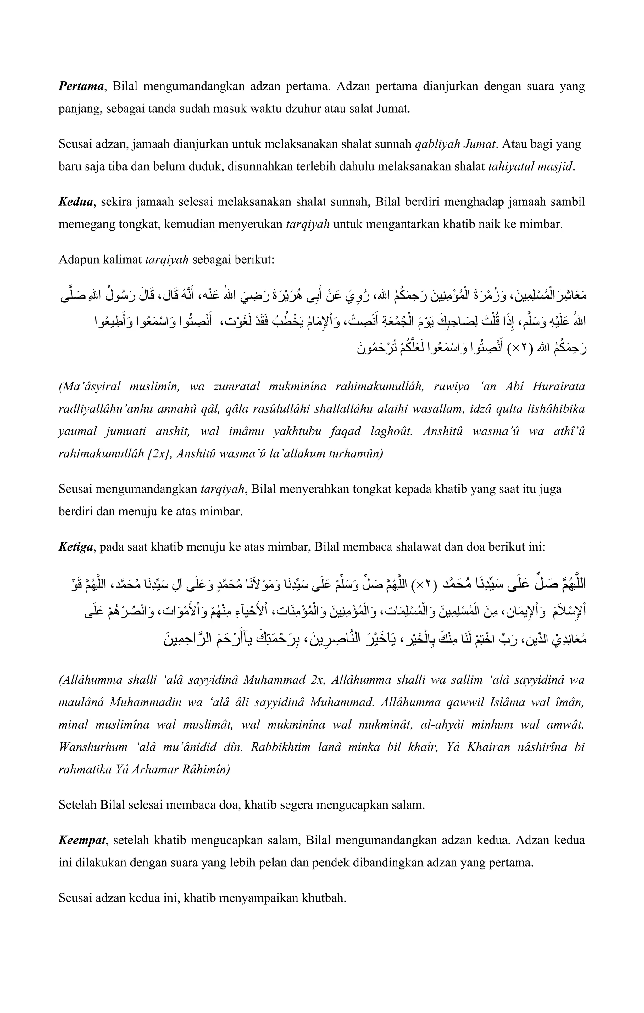 pendidikan dan pelatihan bilal sholat Jum'at | PDF