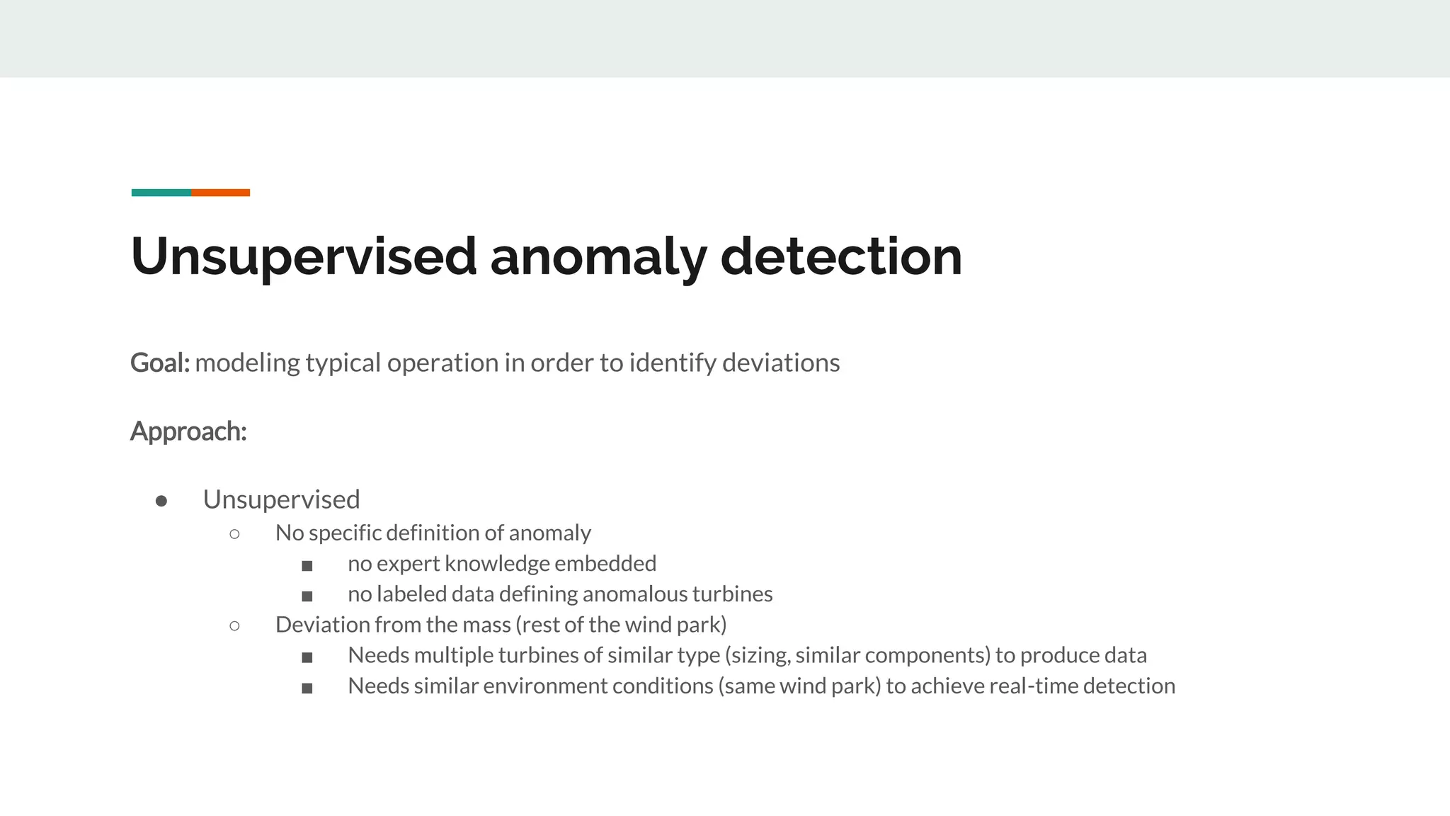 Anomaly detection on wind turbine data | PPTX