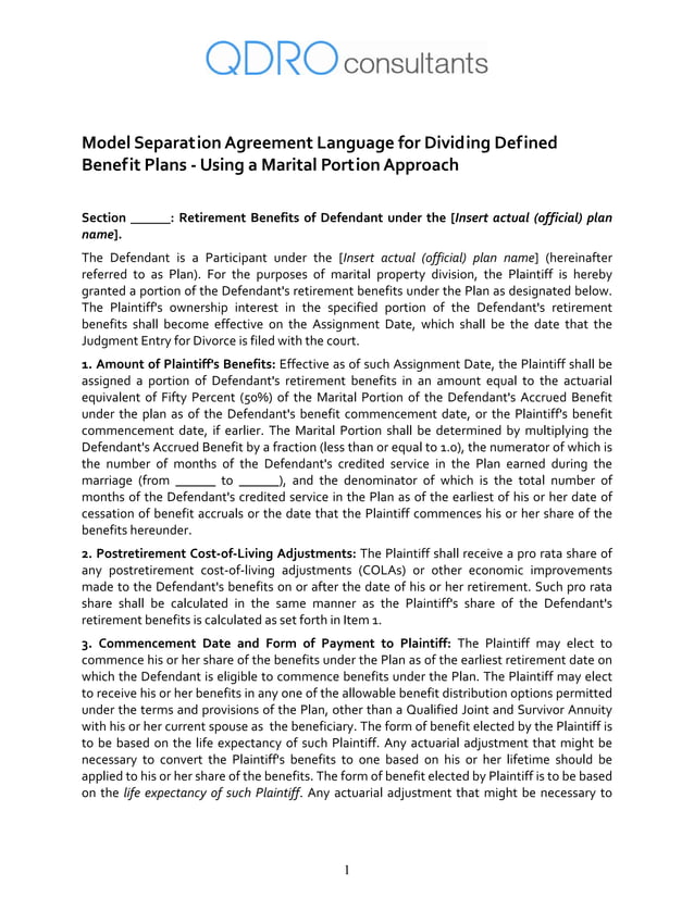 QDROs: The Division of Retirement Benefits Through Qualified Domestic ...