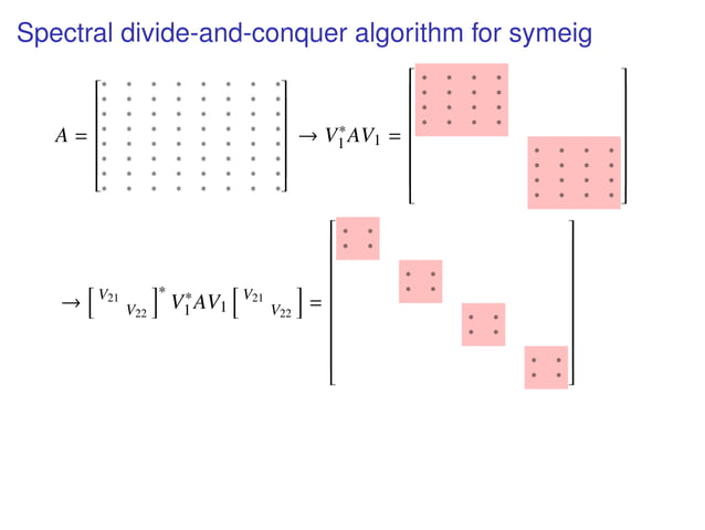 Spectral divide-and-conquer algorithms for eigenvalue problems and the SVD | PPT