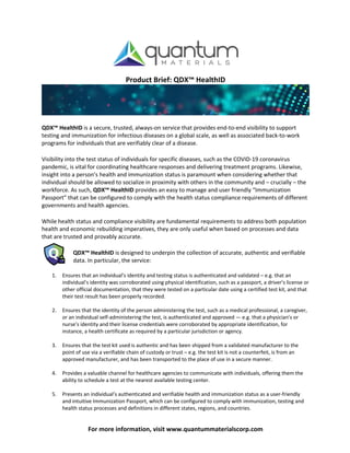 Qdx health id product brief 2.0rp final | PDF | Infectious Diseases ...