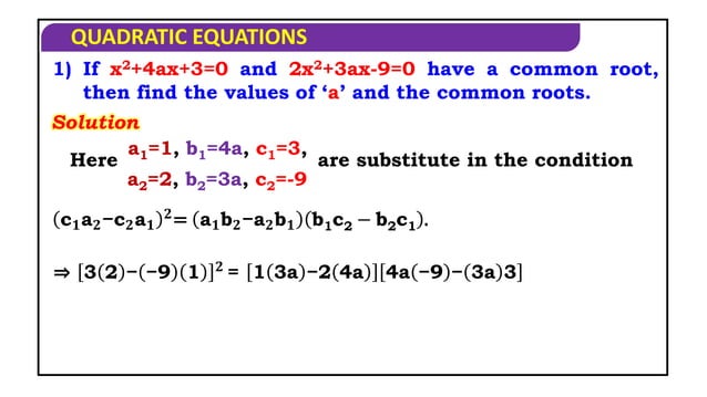 QUADRATIC EQUATIONS WITH MATHS PROPER VERIFY | PPT