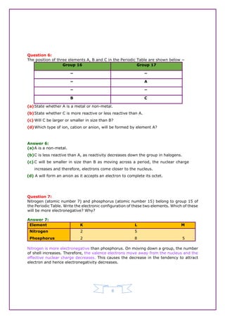NCERT solutions for class 10 science chapter 5 (Periodic Classification of Elements) | PDF