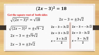 Quadratic Equation by Extracting Square Roots.pptx | Physics | Science